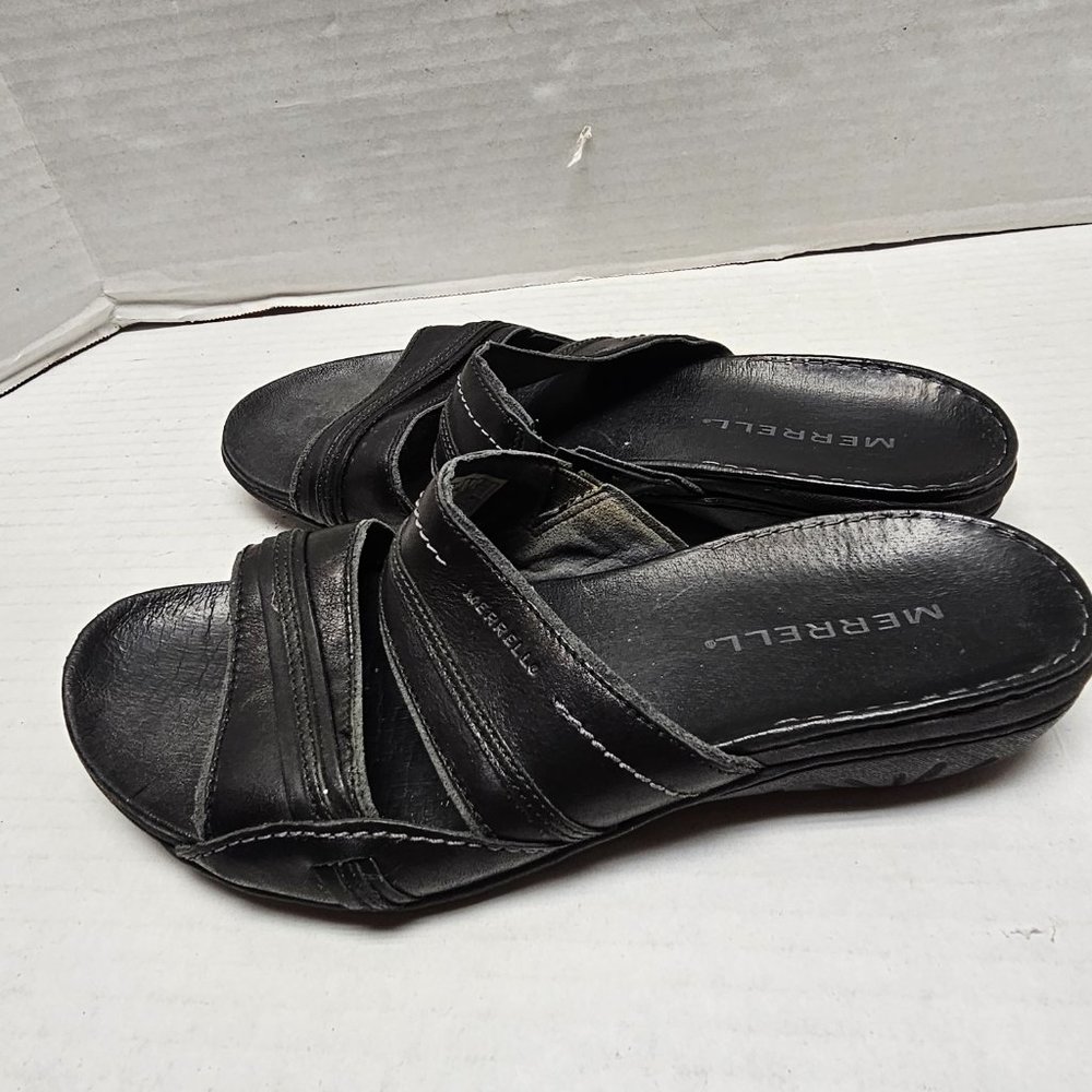 Merrell Piccolo Black Slides Sandals Slip On Leather … - Gem